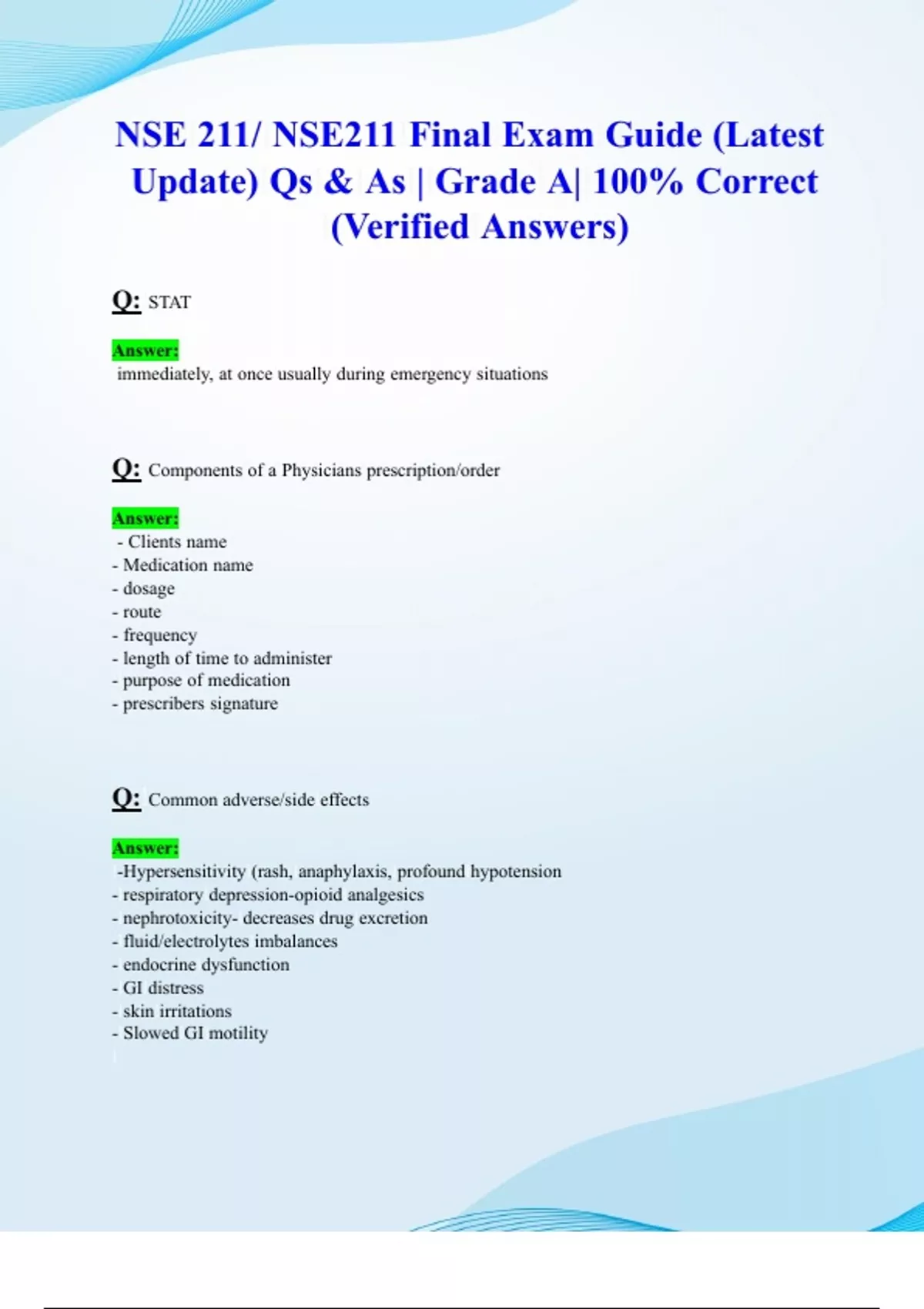 NSE 211/ NSE211 Final Exam Guide (Latest 2024/ 2025 Update) Qs & As ...