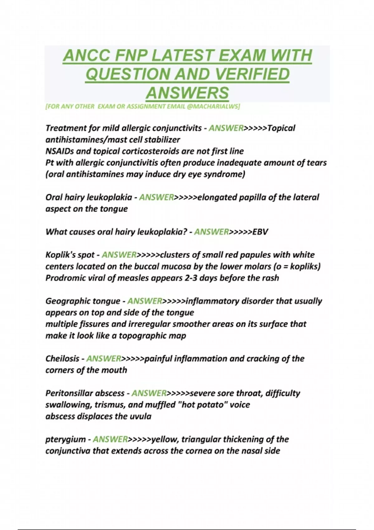 Ancc fnp latest exam with question and verified answers December 2024 ...