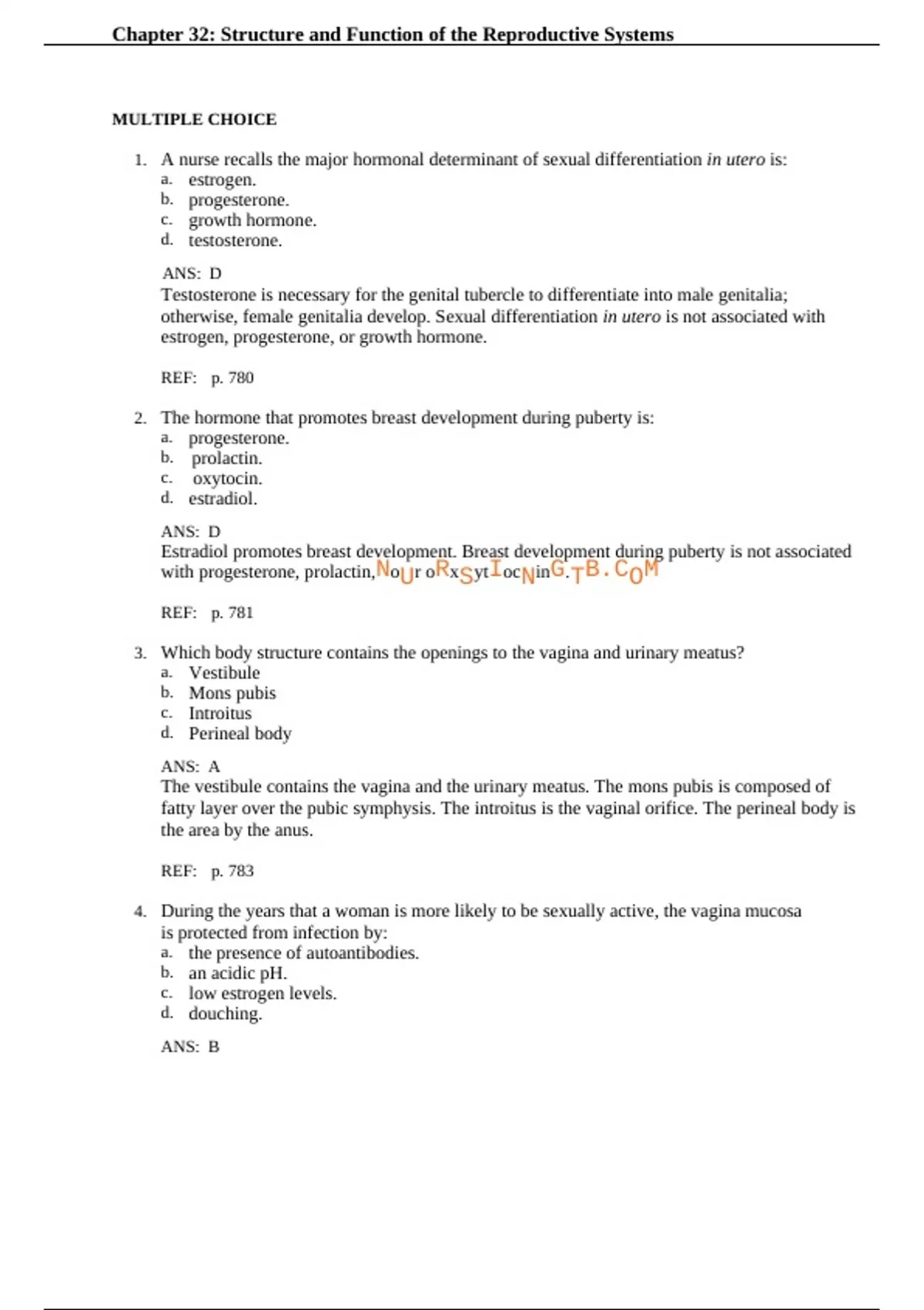 Chapter 32 Structure and Function of the Reproductive Systems ...