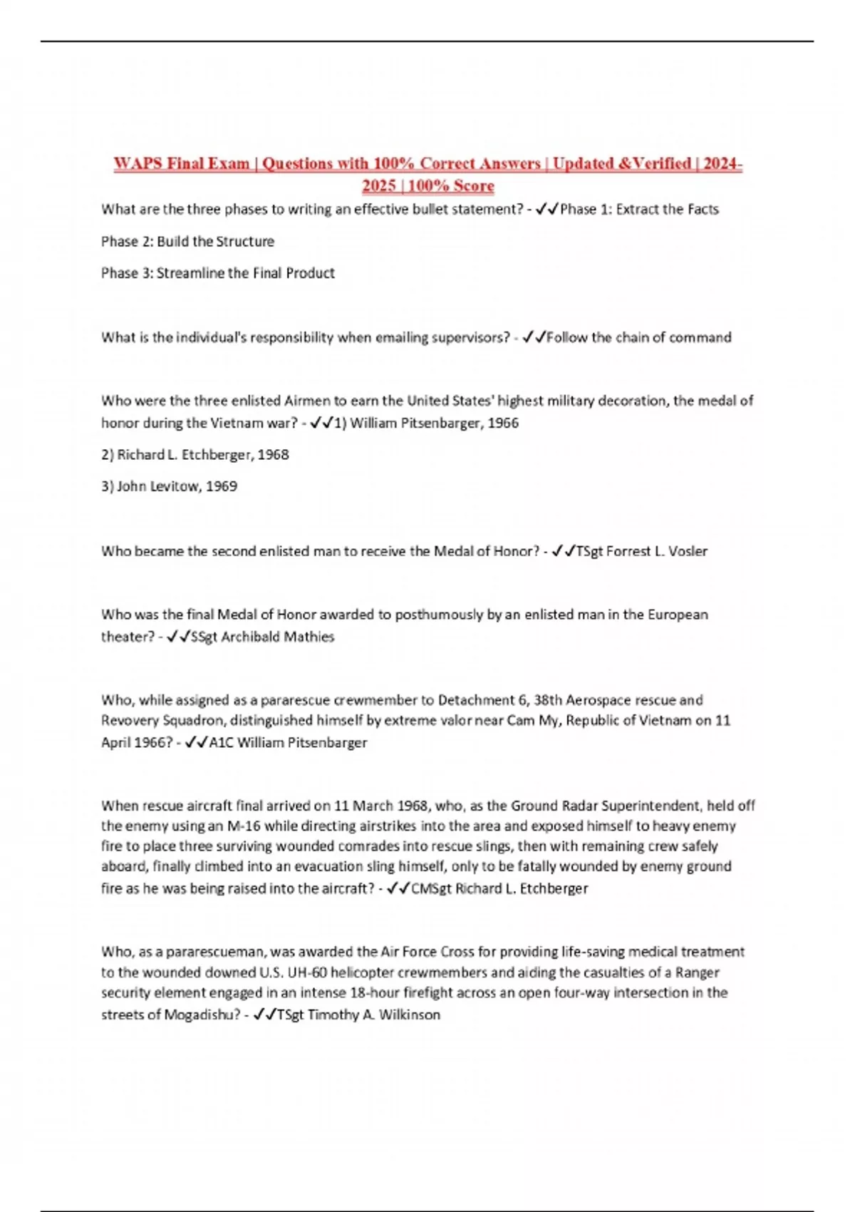 WAPS Final Exam | Questions with 100% Correct Answers | Updated ...