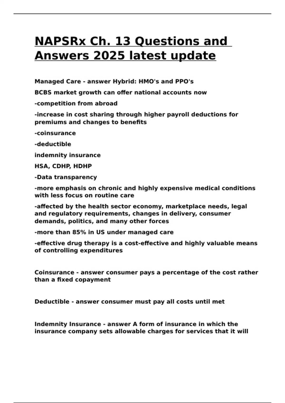 NAPSRx Ch. 13 Questions and Answers 2025 latest update - NAPSRx CNPR ...