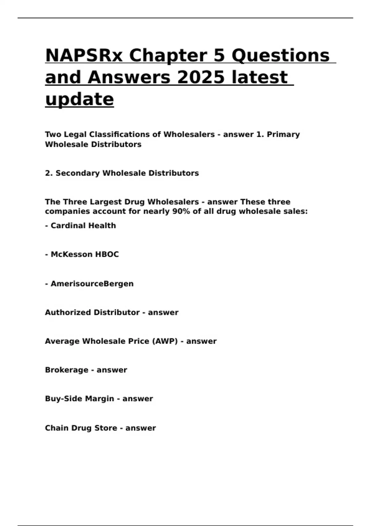 NAPSRx Chapter 5 Questions and Answers 2025 latest update. - NAPSRx ...