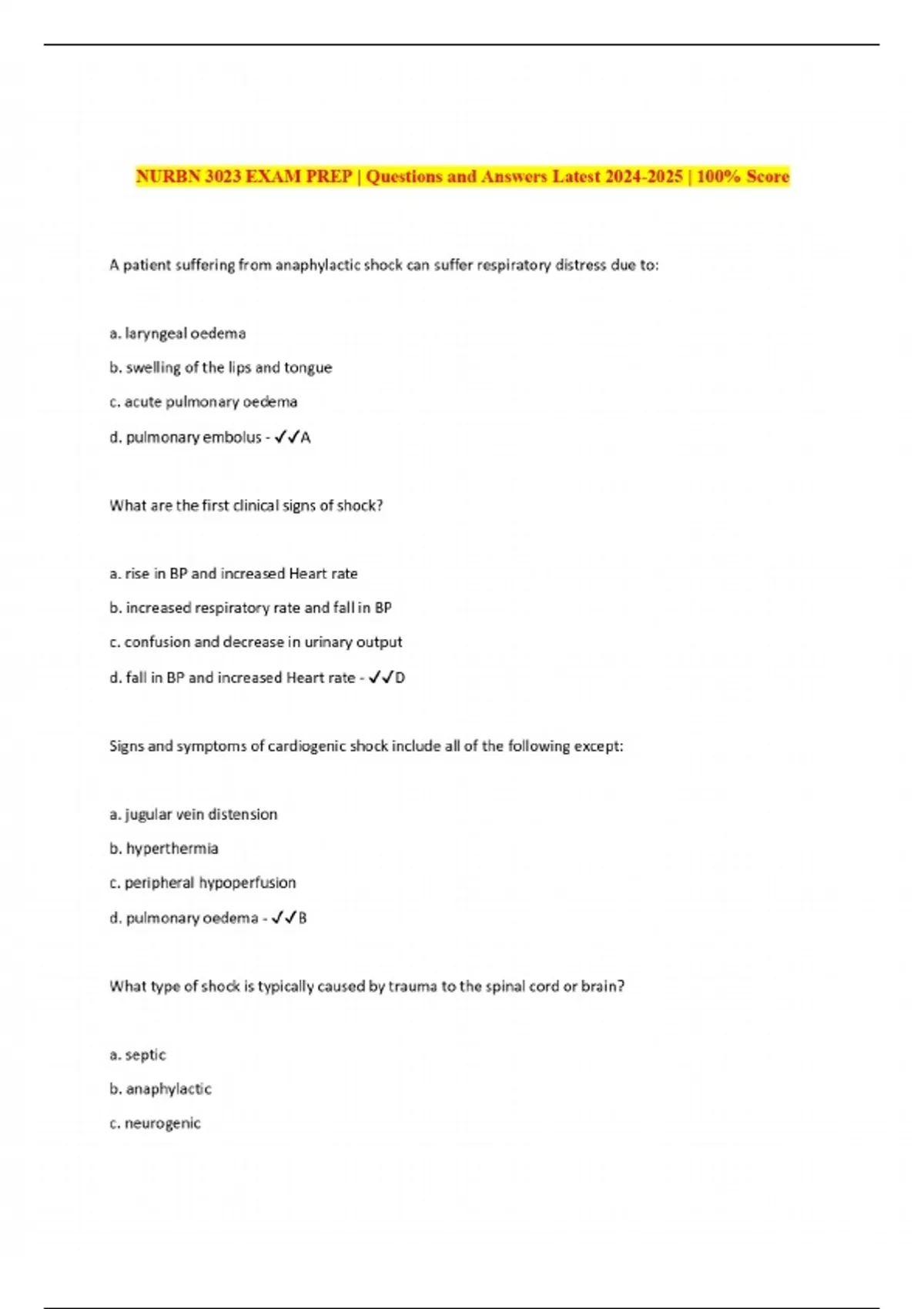 Package deal::: NURBN 3030 Exams Compilation 2024/2025 with complete ...