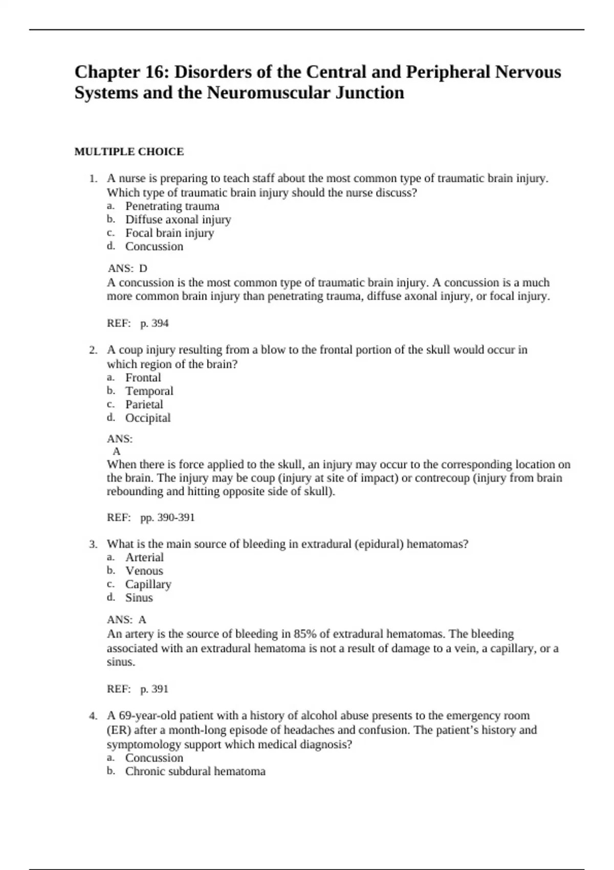 Chapter 16 Disorders of the Central and Peripheral Nervous Systems and ...