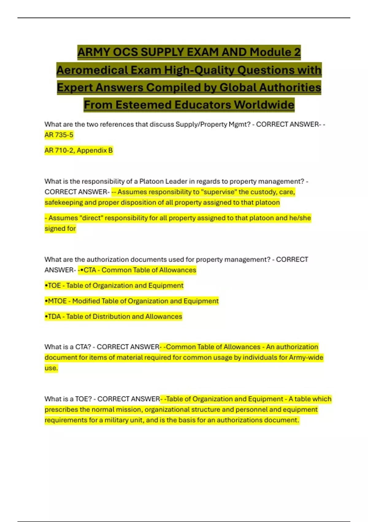 Army OCS Supply Exam 2025 | Comprehensive Study Guide, Key Topics ...