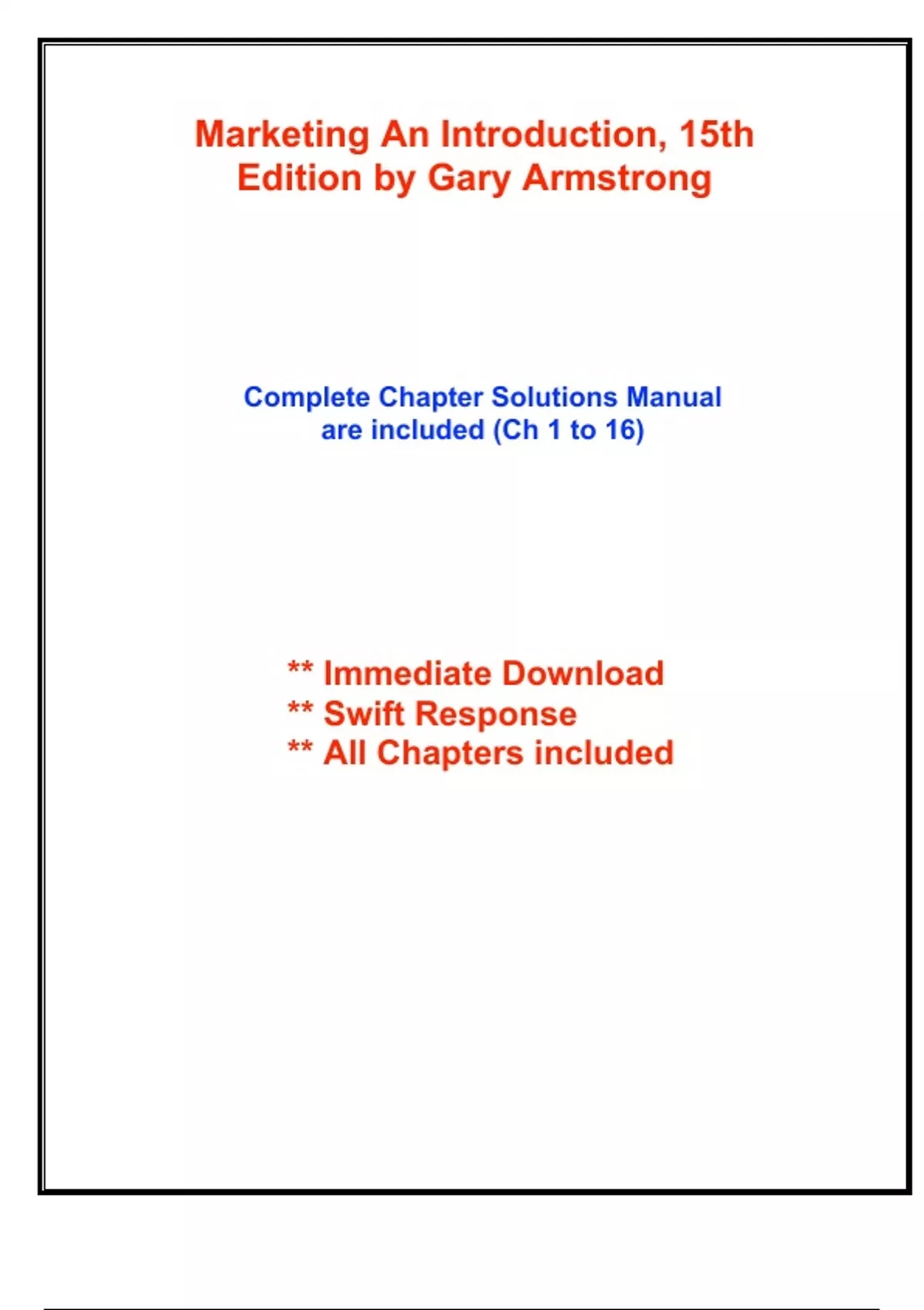 Solutions for Marketing An Introduction, 15th Edition by Armstrong (All ...