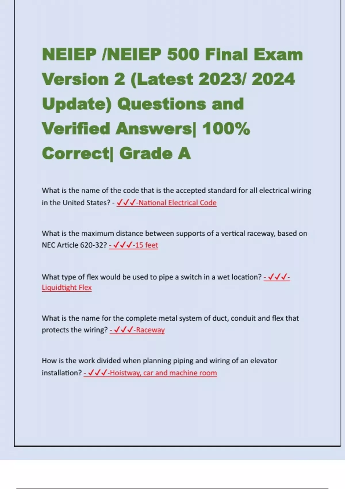NEIEP /NEIEP 500 Final Exam Version 2 (Latest 2023/ 2024 Update ...