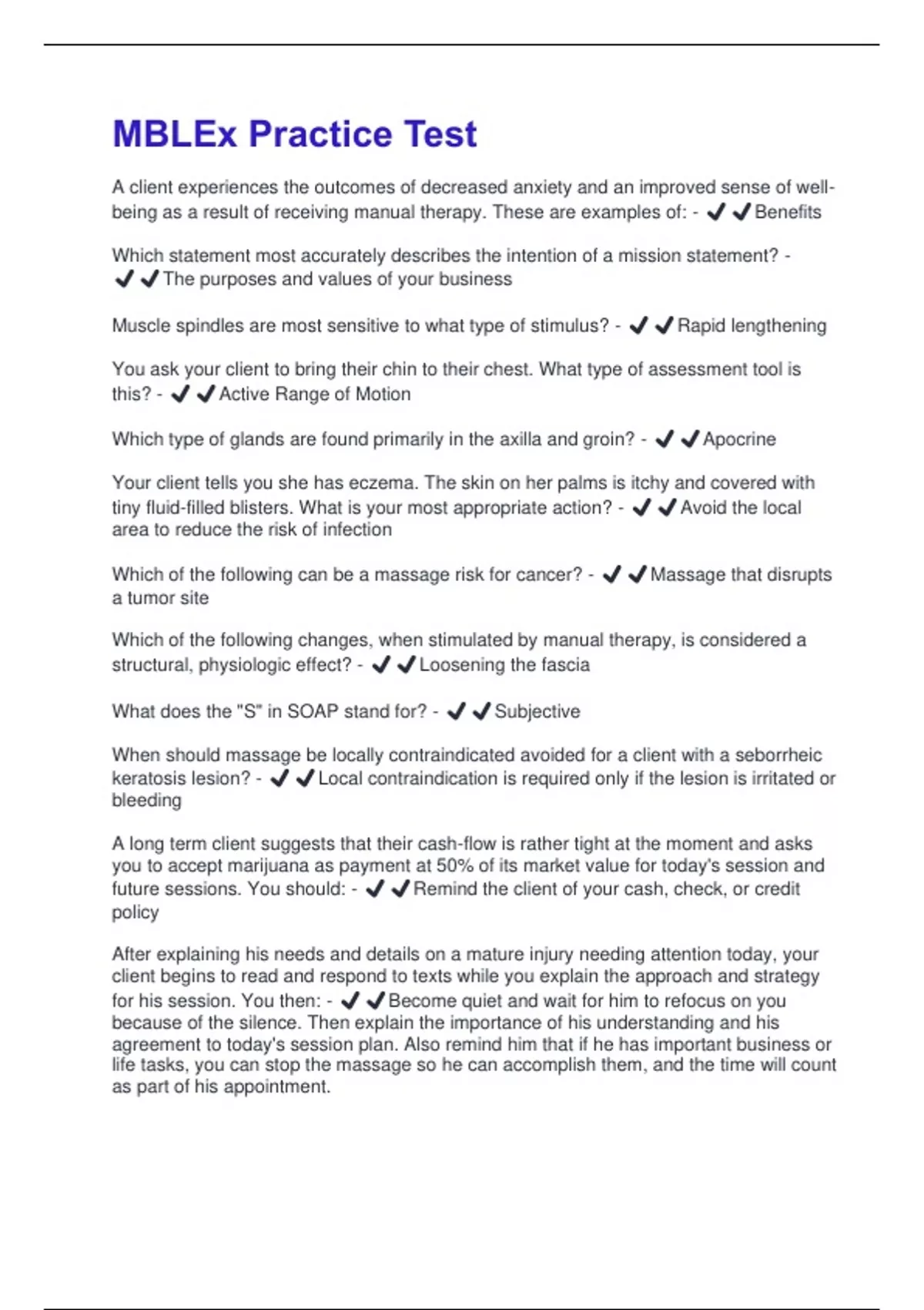 MBLEx Practice Test Questions And Answers | 2025 Updated Solutions ...