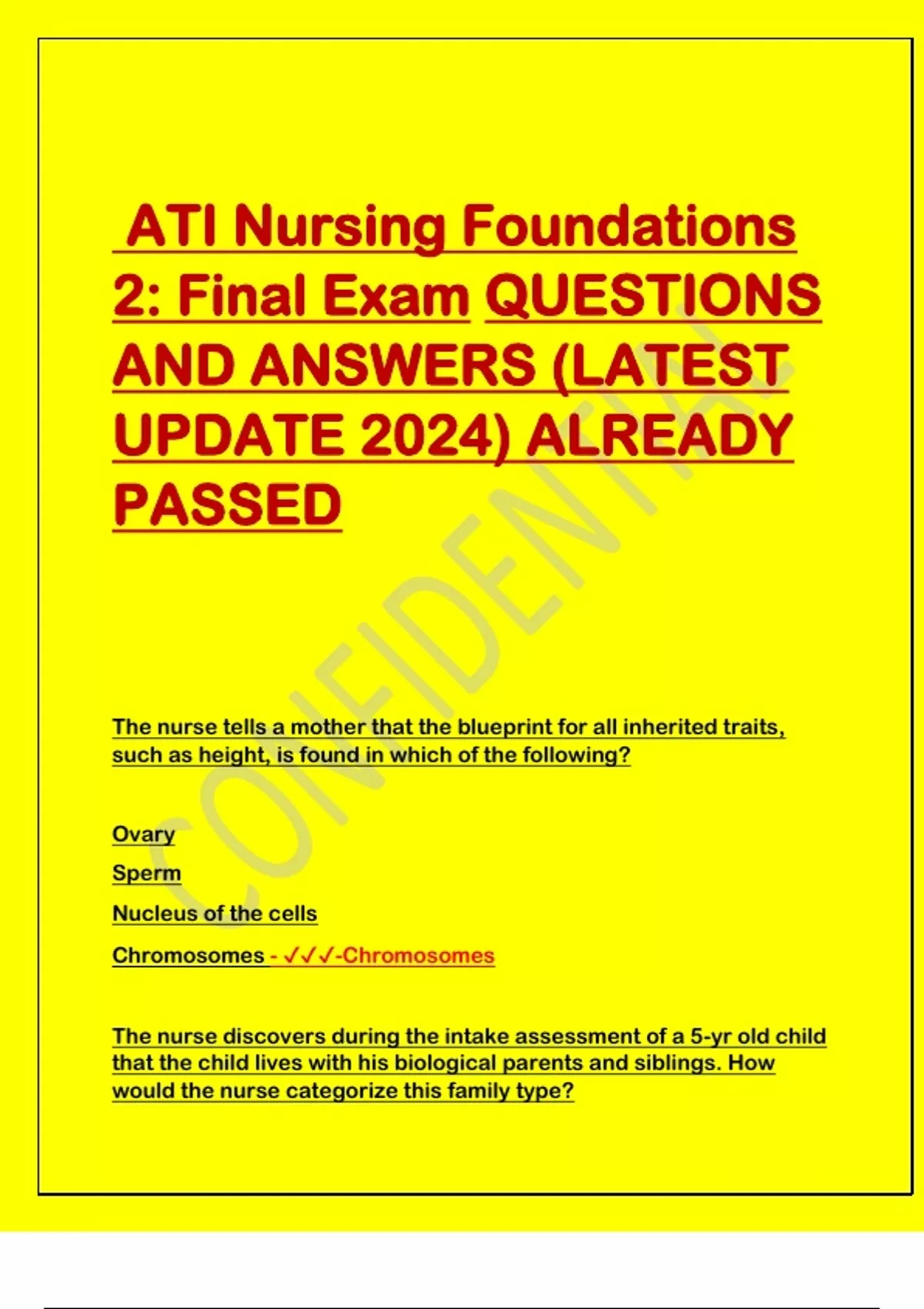 ATI Nursing Foundations 2: Final Exam QUESTIONS AND ANSWERS (LATEST ...