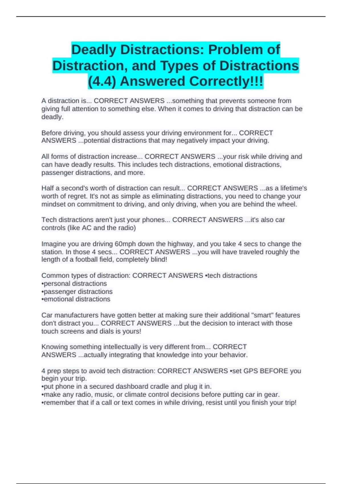 Deadly Distractions: Problem of Distraction, and Types of Distractions ...