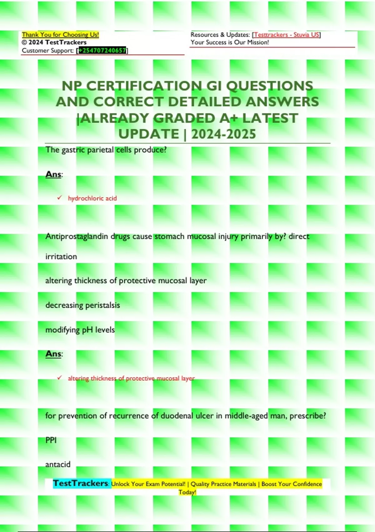 NP CERTIFICATION GI QUESTIONS AND CORRECT DETAILED ANSWERS |ALREADY ...