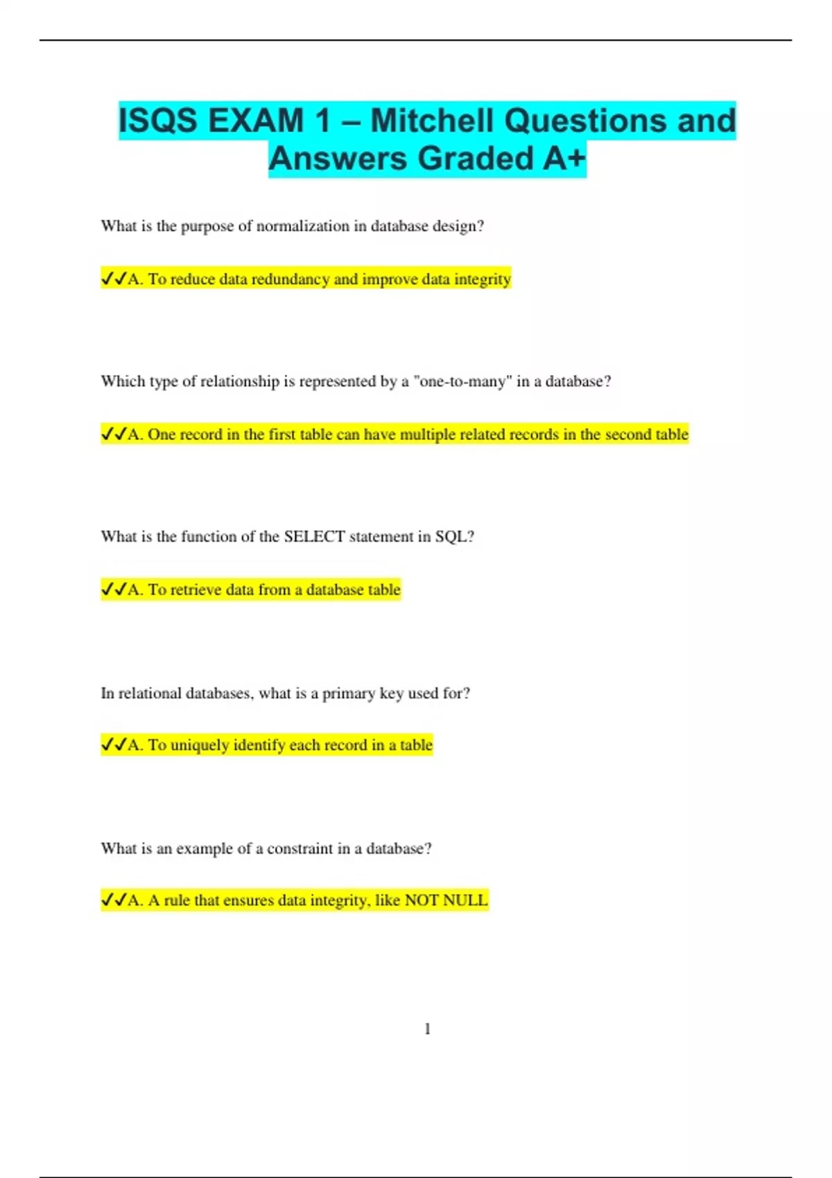 ISQS Bundled Exams Questions and Answers Multiple Versions Latest ...