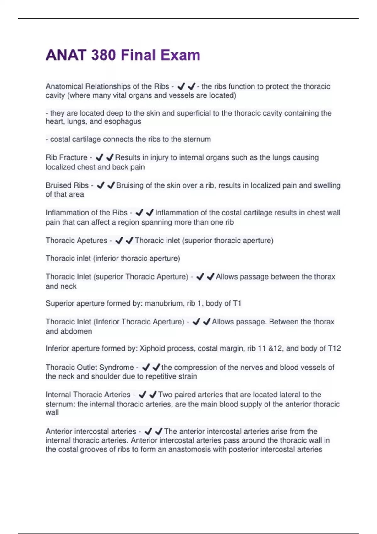 ANAT 380 Final Exam Questions and Answers(A+ Solution guide) - ANAT 380 - Stuvia US