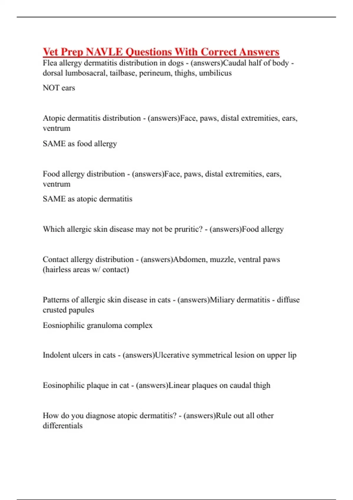 Vet Prep NAVLE Questions With Correct Answers - Vet Prep NAVLE - Stuvia US