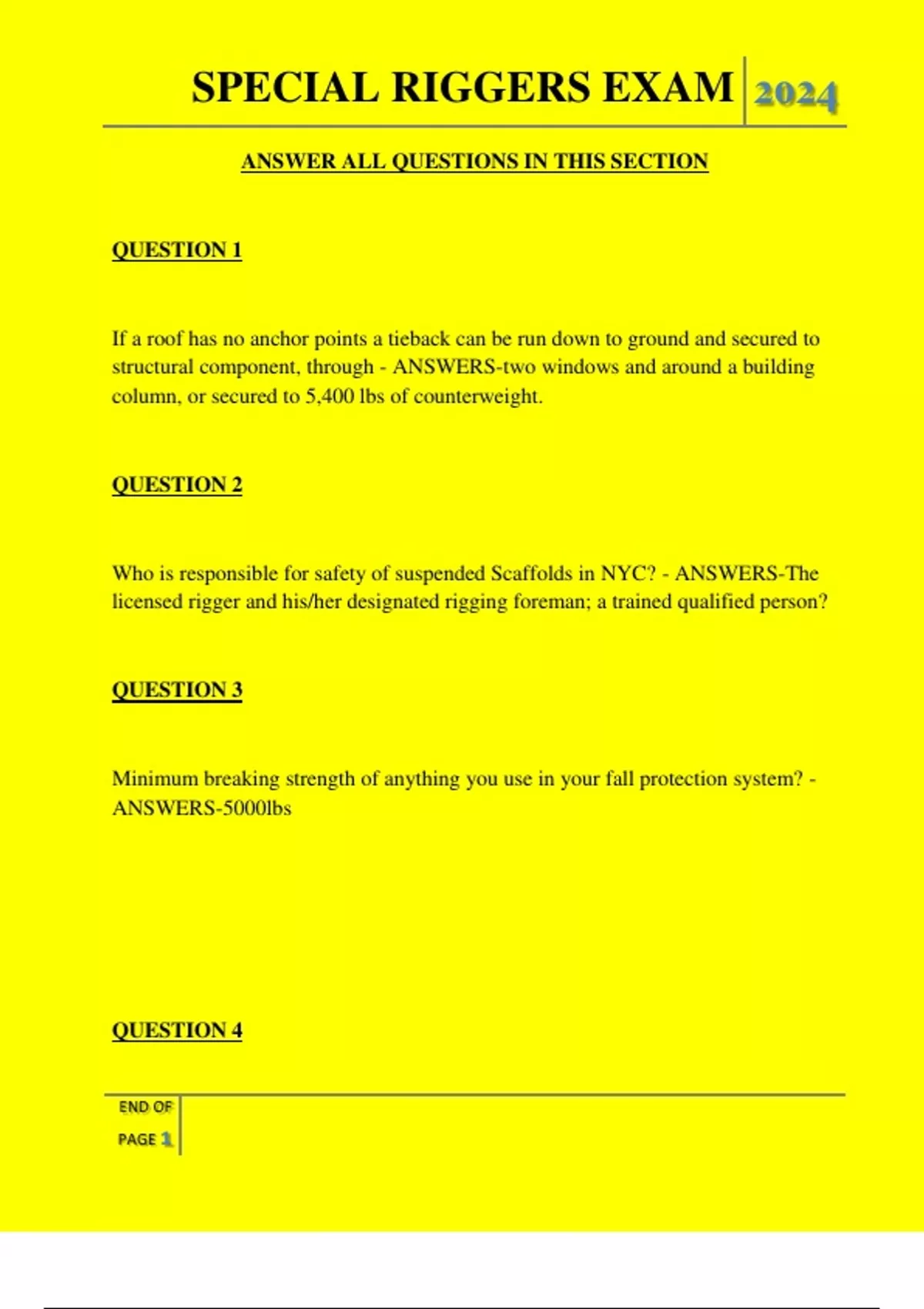 SPECIAL RIGGERS EXAM QUESTIONS AND ANSWERS 2024 - SPECIAL RIGGERS ...