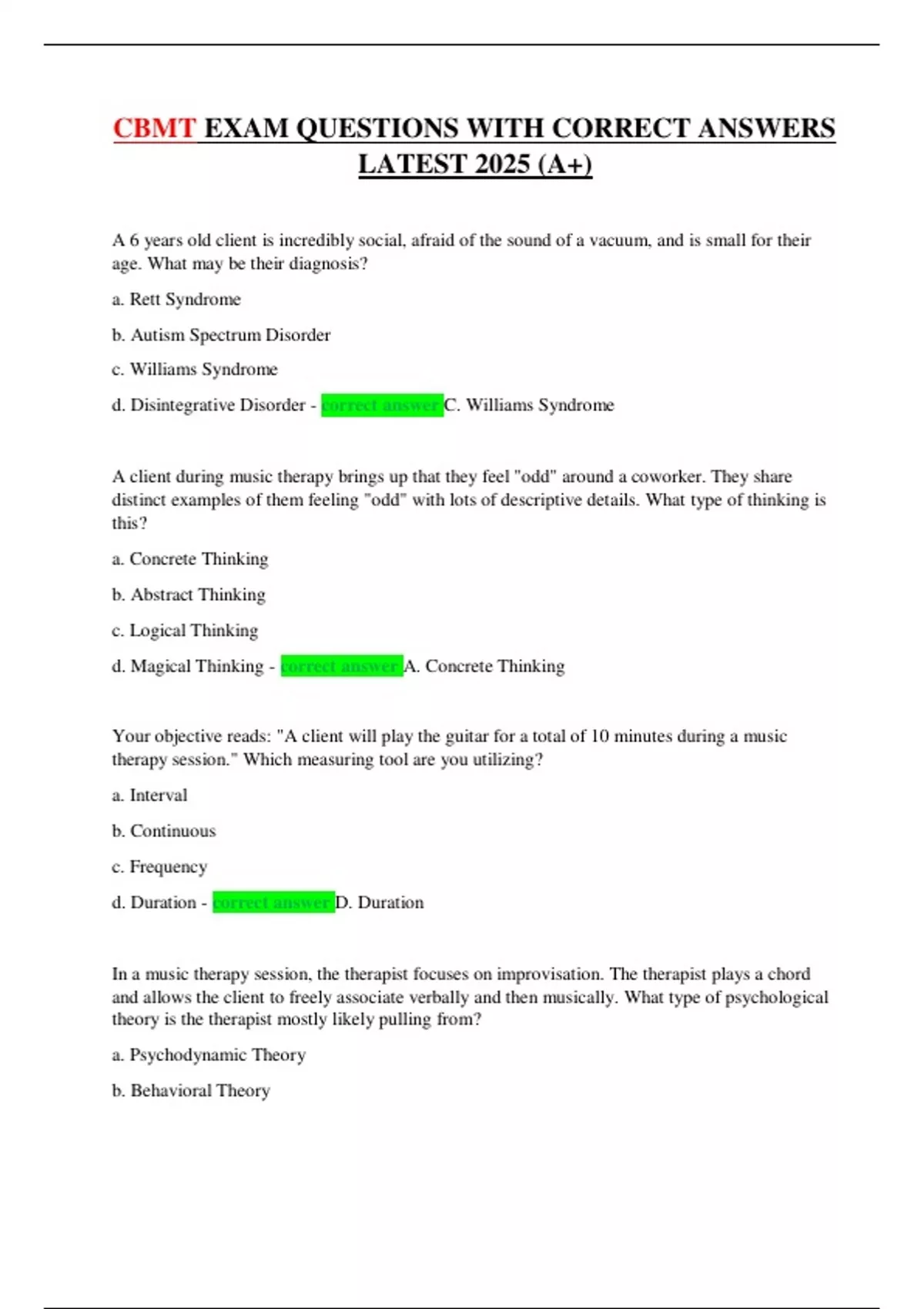 CBMT EXAM QUESTIONS WITH CORRECT ANSWERS LATEST 2025 (A+) - CBMT ...