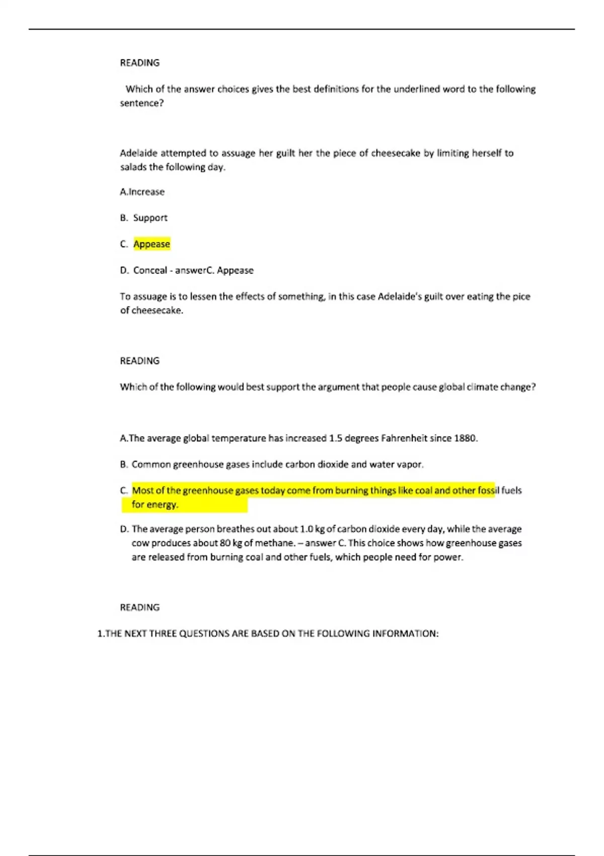 NURS ATI TEAS 7 READING PRACTICE Questions with Explanations of Answers ...