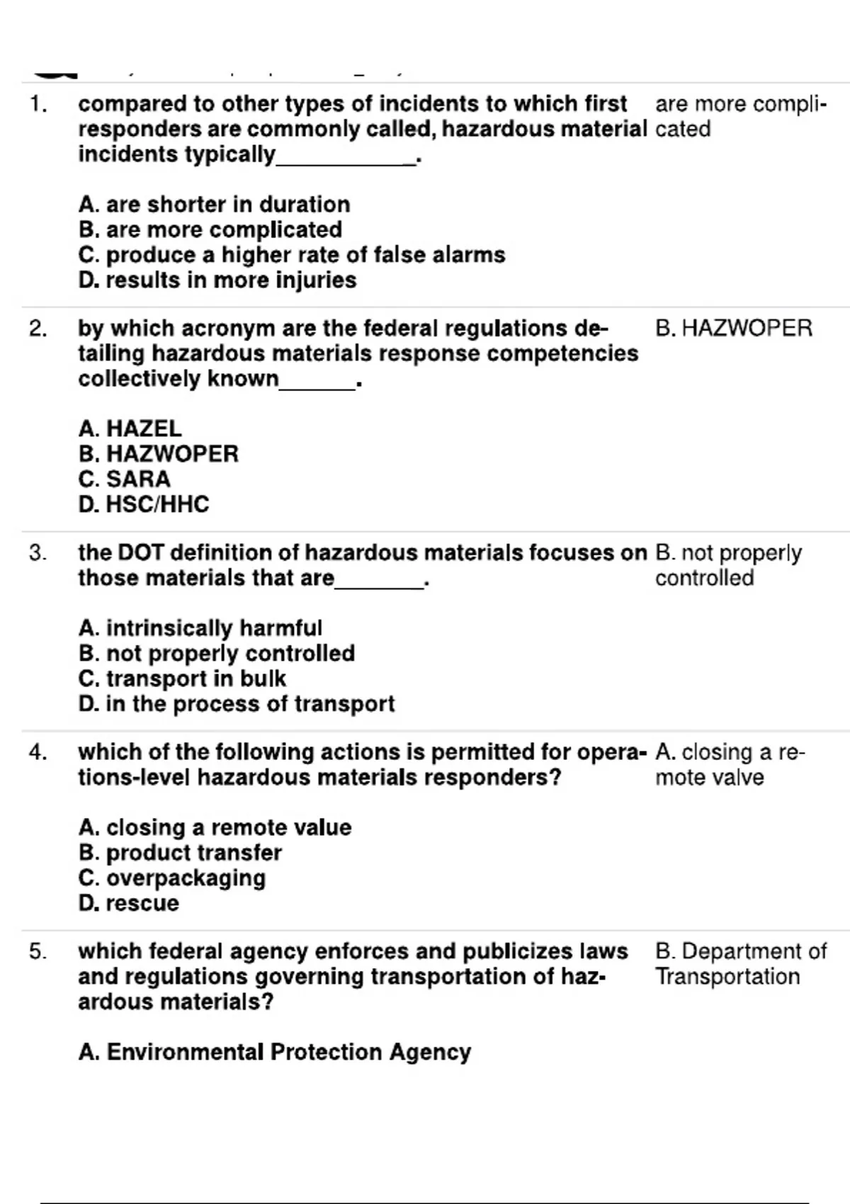 hazmat awareness practice test Questions with Explanations of Answers ...