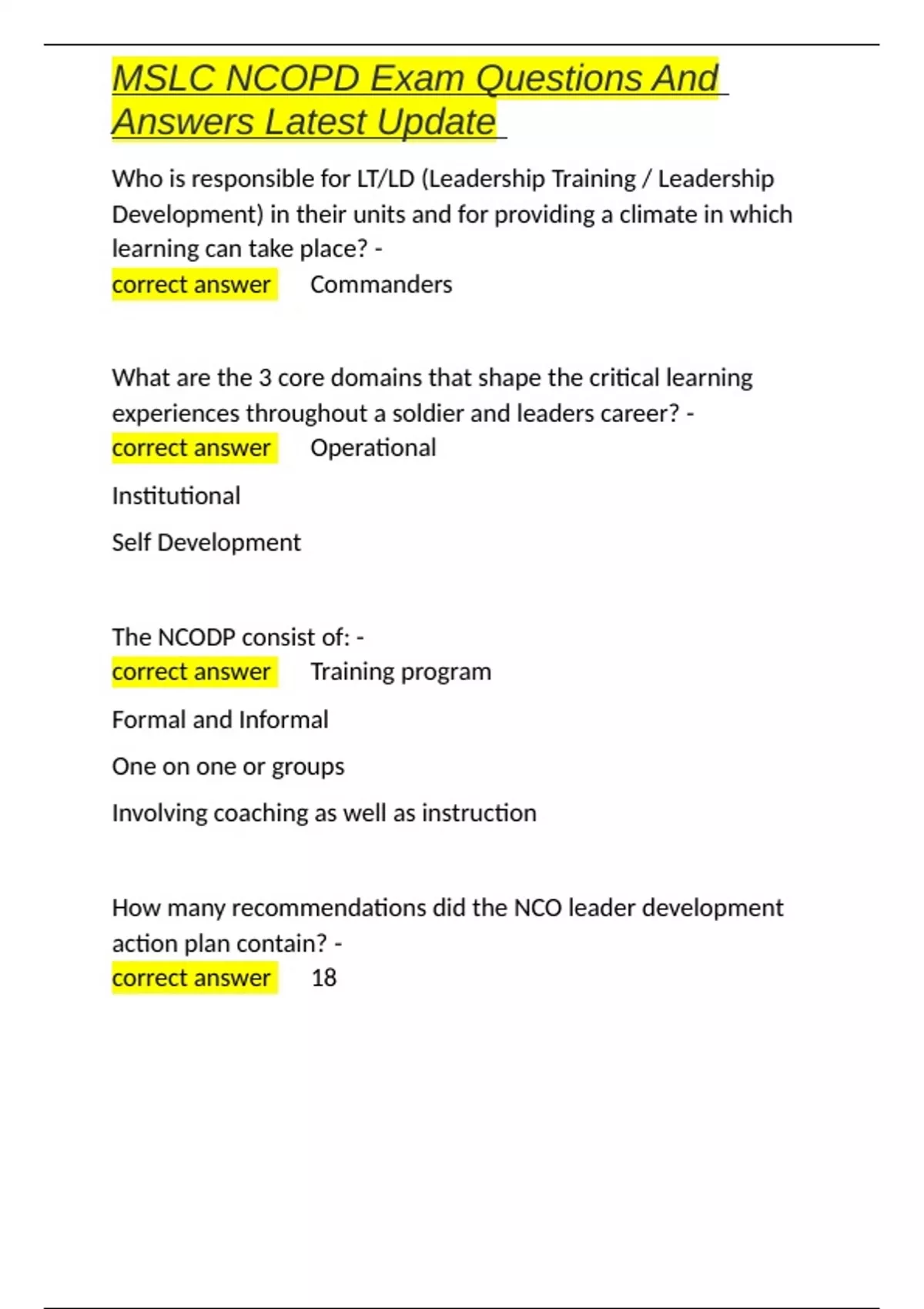 MSLC NCOPD Exam Questions And Answers Latest Update - MSLC NCOPD ...