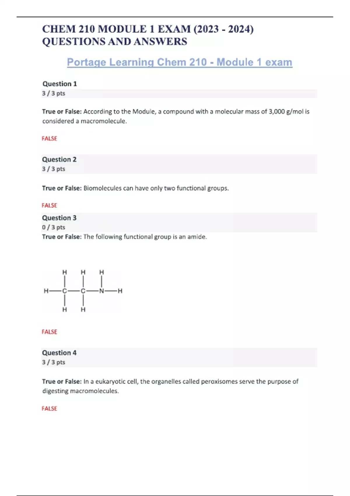 CHEM 210 MODULE 1 EXAM Questions with Explanations of Answers Latest ...