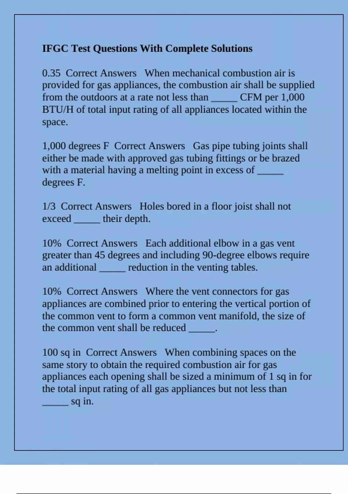 IFGC Test Questions With Complete Solutions - IFGC - Stuvia US