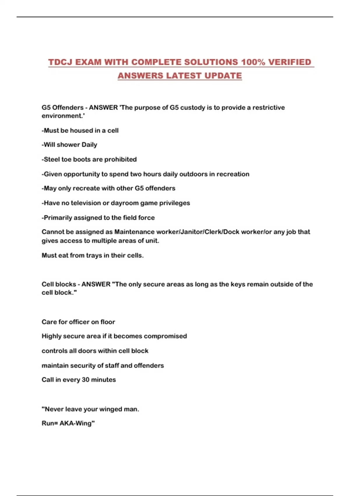 TDCJ EXAM WITH COMPLETE SOLUTIONS 100% VERIFIED ANSWERS LATEST UPDATE ...