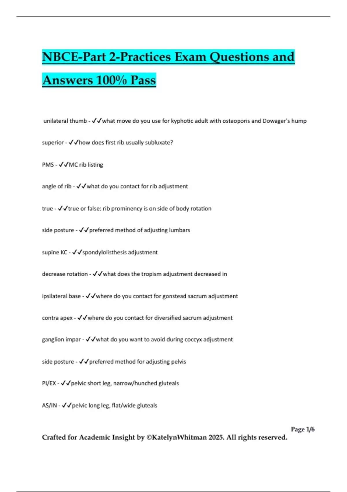 NBCE-Part 2-Practices Exam Questions and Answers 100% Pass - NBCE ...