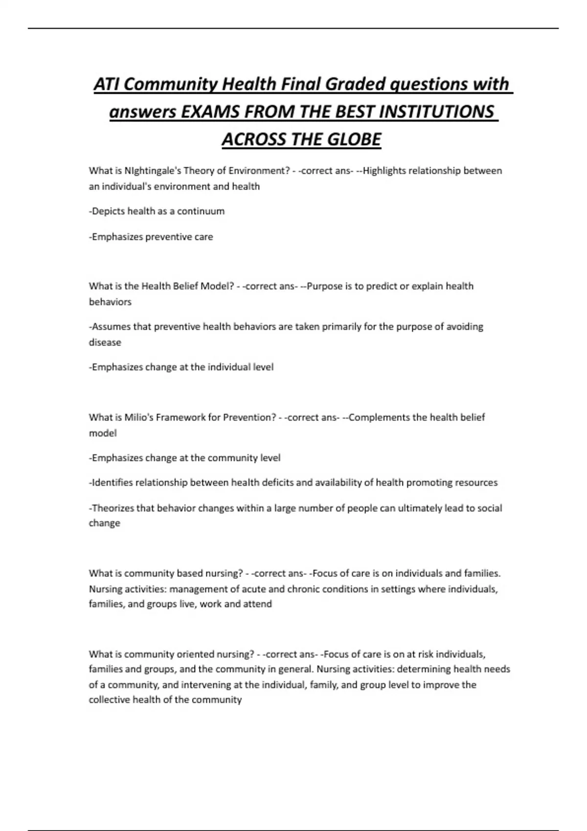 ATI Community Health Final Exam 2025 | Comprehensive Study Guide, Key ...