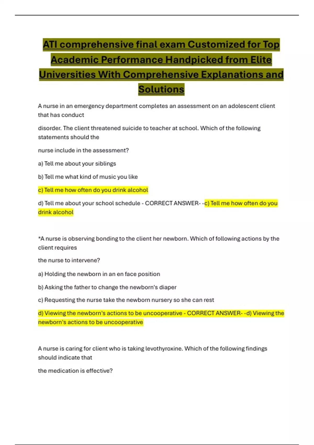 ATI Comprehensive Final Exam 2025 | Key Nursing Concepts, Practice ...