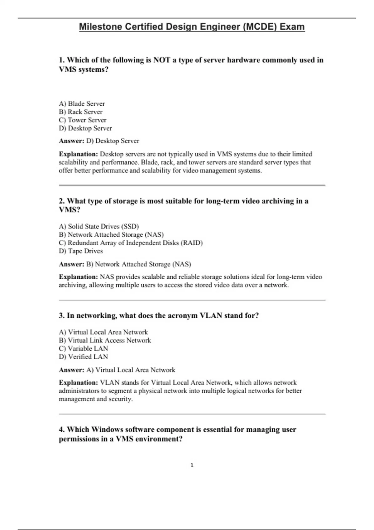 Milestone Certified Design Engineer (MCDE) Exam - Computers - Stuvia US