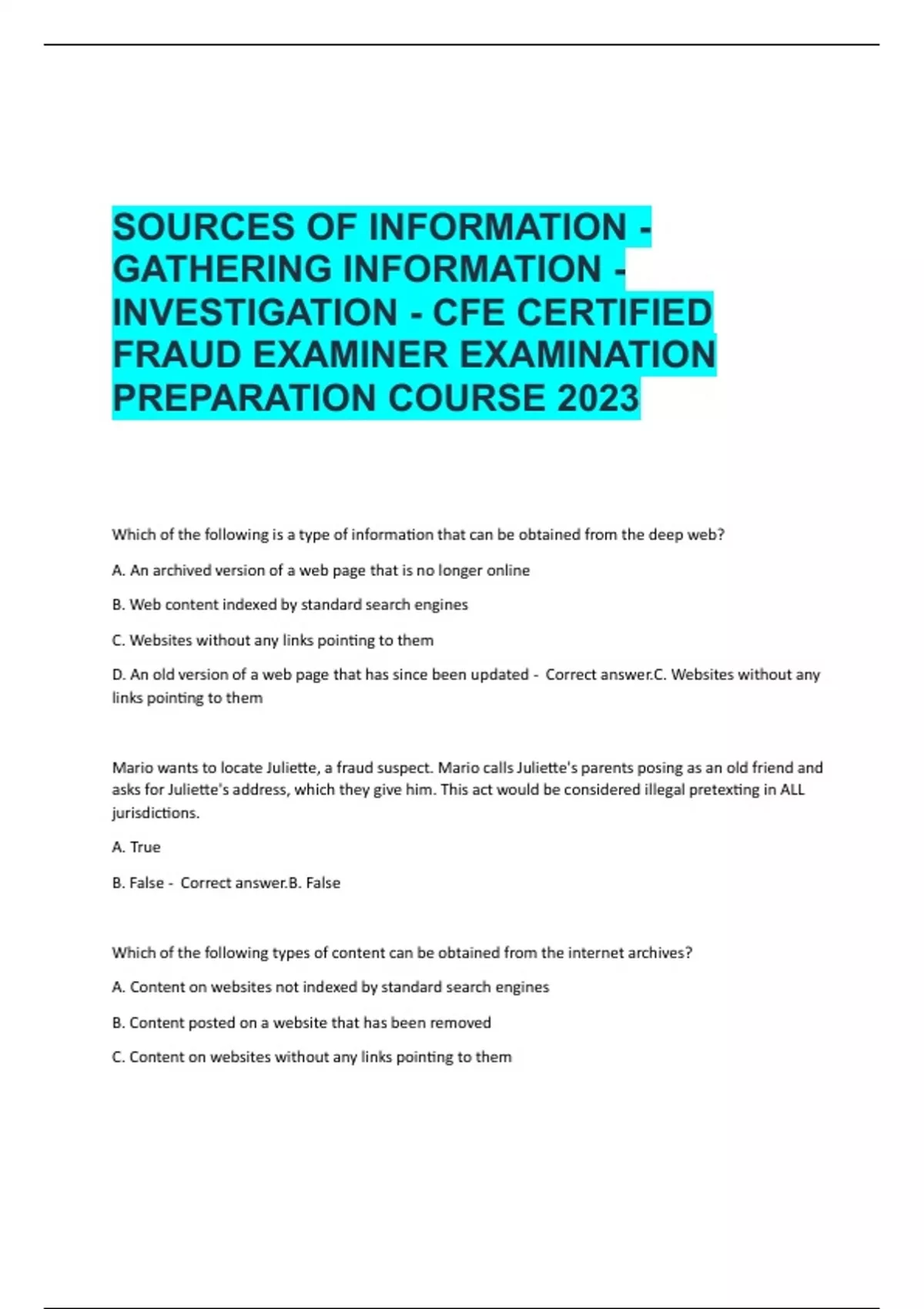 Sources of Information - Gathering Information - Investigation - CFE ...