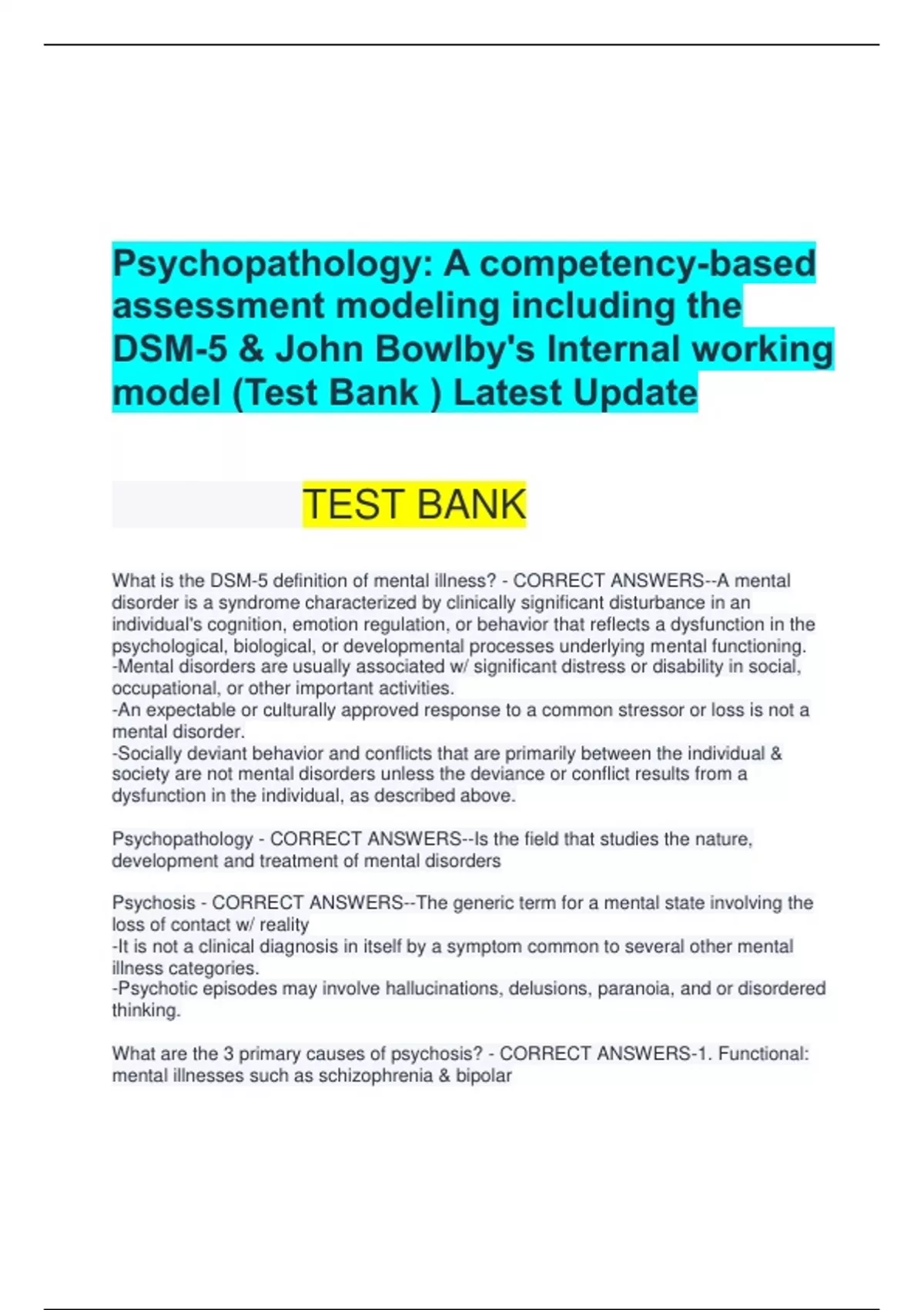 Psychopathology: A competency-based assessment modeling including the ...