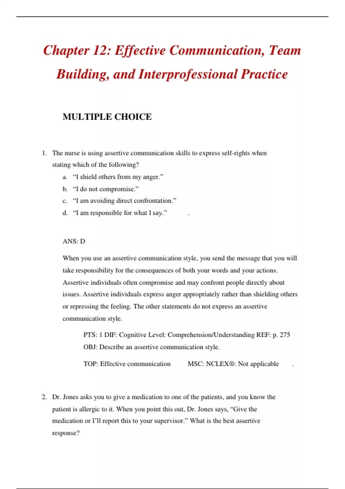 Chapter 12: Effective Communication, Team Building, and ...