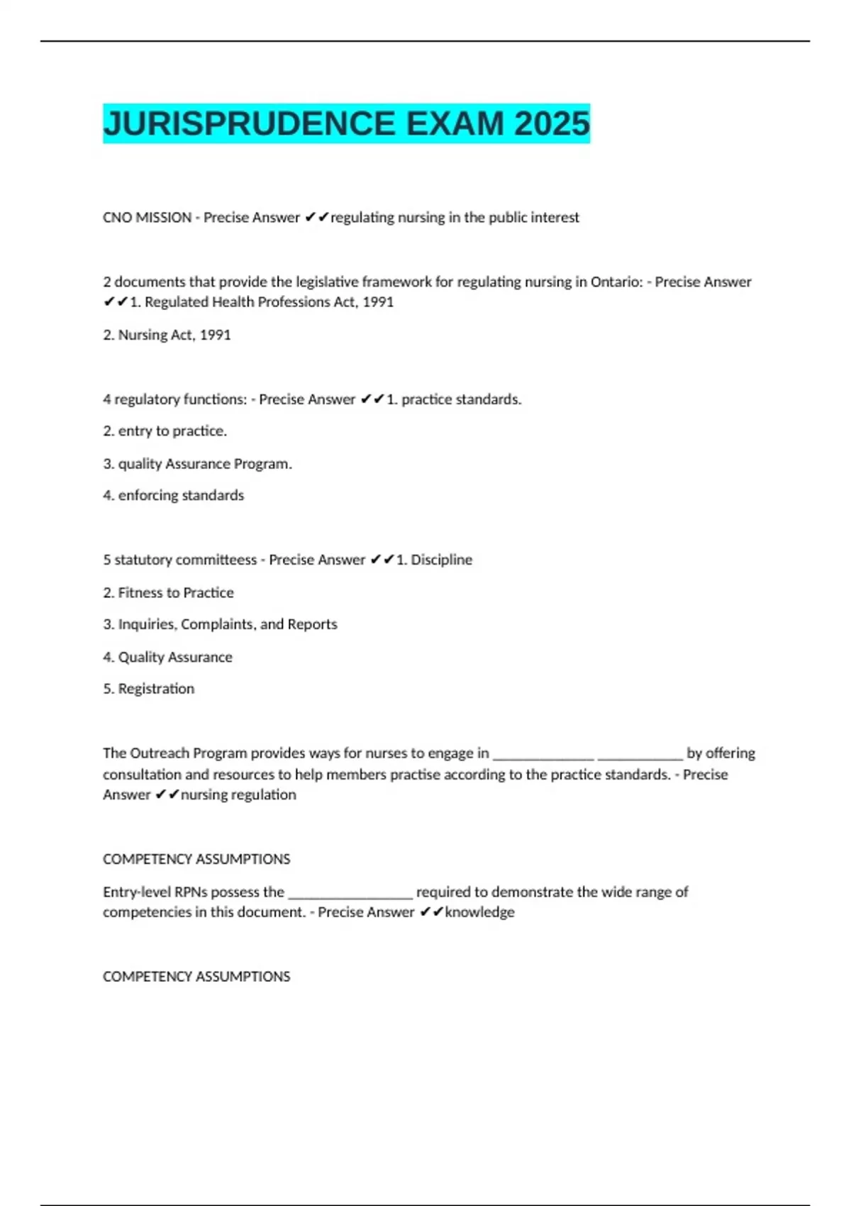JURISPRUDENCE EXAM 2025 - JURISPRUDENCE - Stuvia US
