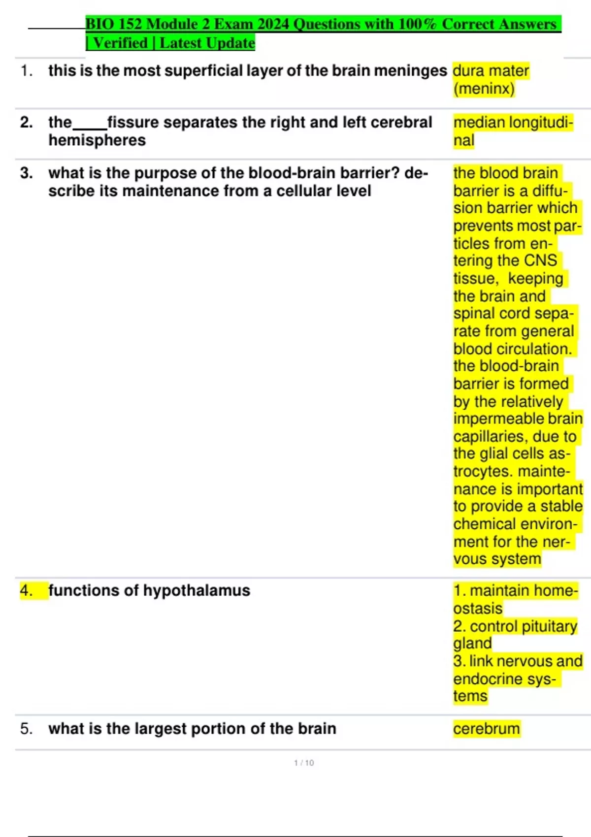 BIO 152 Module 2 Exam 2024 Questions with 100% Correct Answers ...