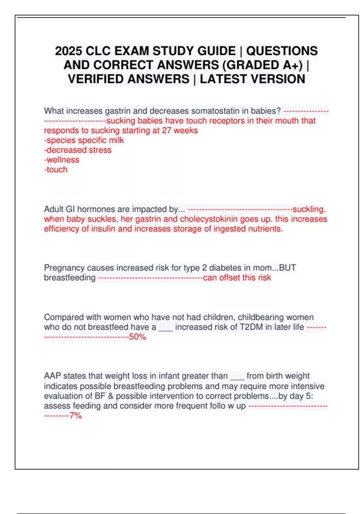 2025 CLC EXAM STUDY GUIDE | QUESTIONS AND CORRECT ANSWERS (GRADED A+ ...