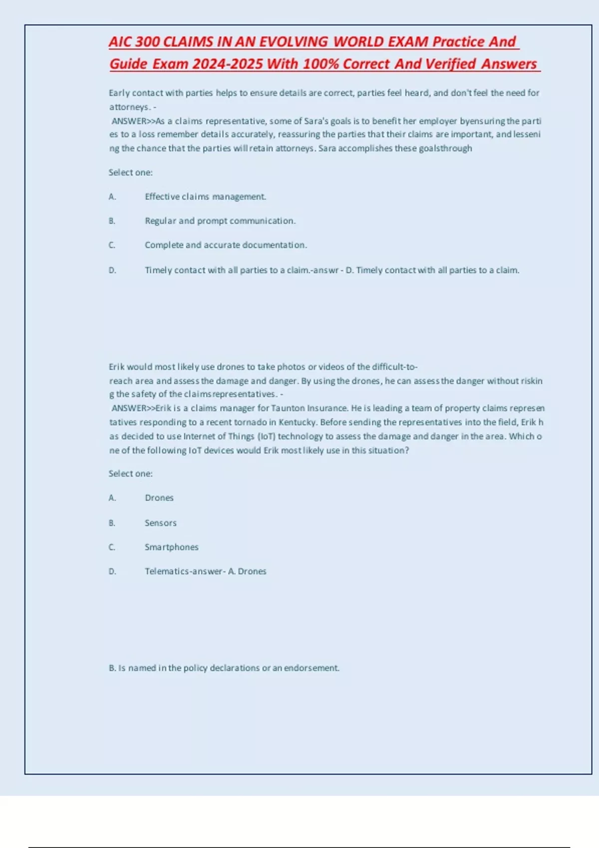 AIC 300 CLAIMS IN AN EVOLVING WORLD EXAM Practice And Guide Exam With ...