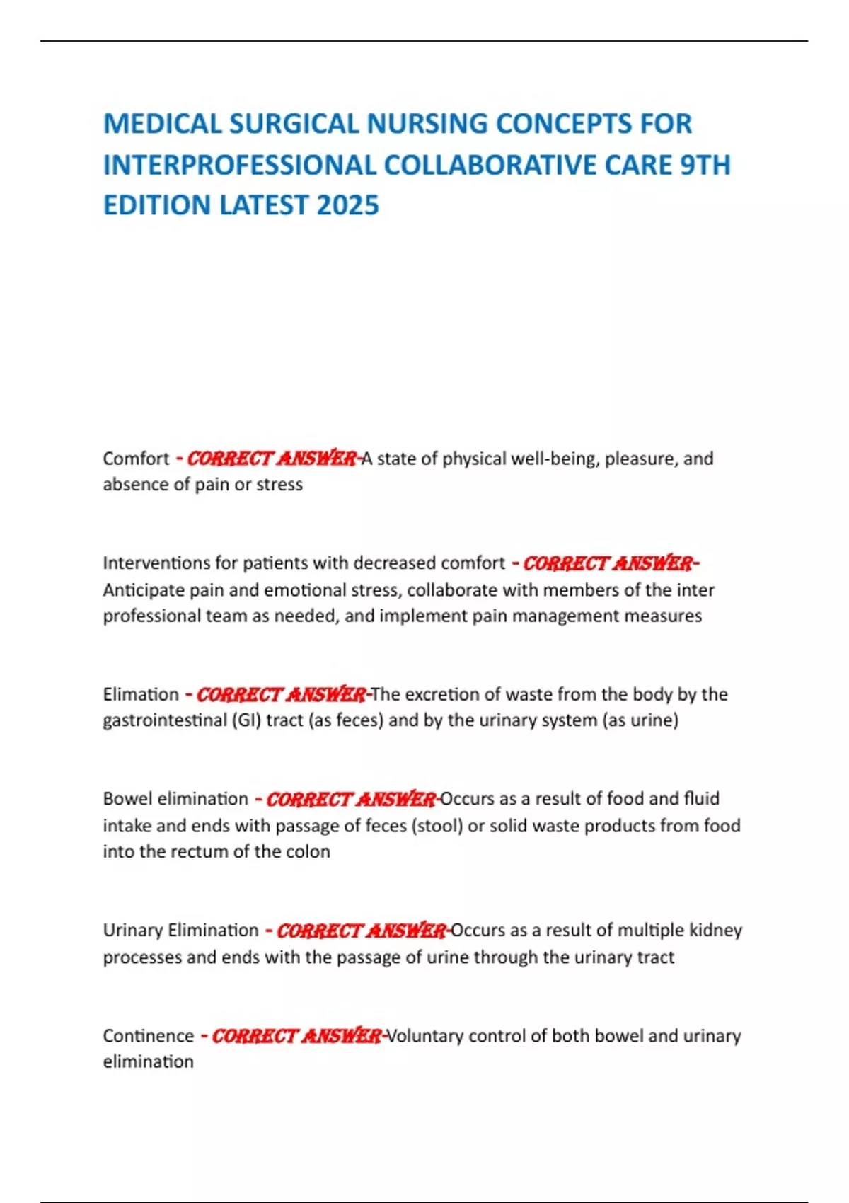 MEDICAL SURGICAL NURSING CONCEPTS FOR INTERPROFESSIONAL COLLABORATIVE ...