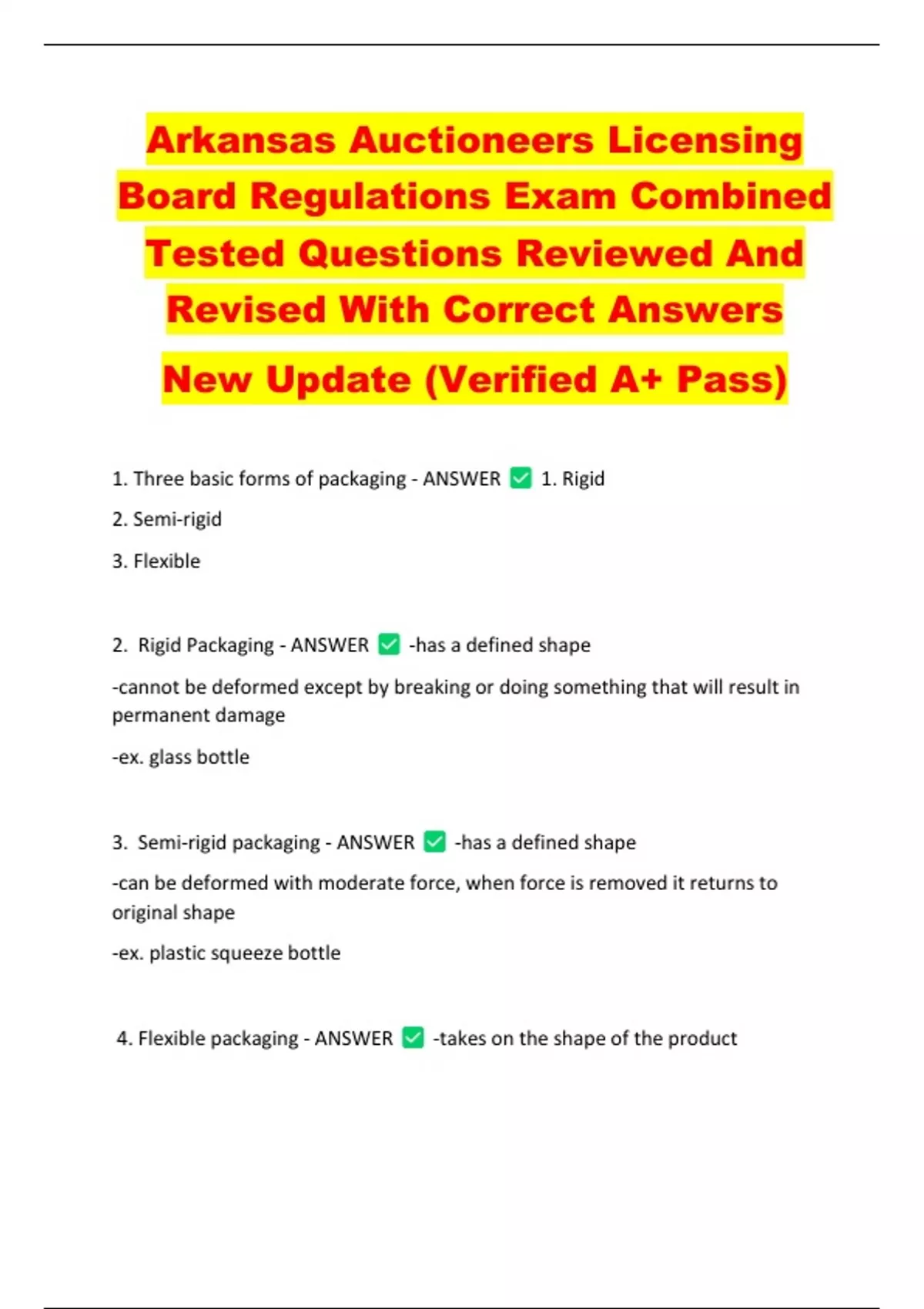 Arkansas Auctioneers Licensing Board Regulations Exam Combined Tested ...