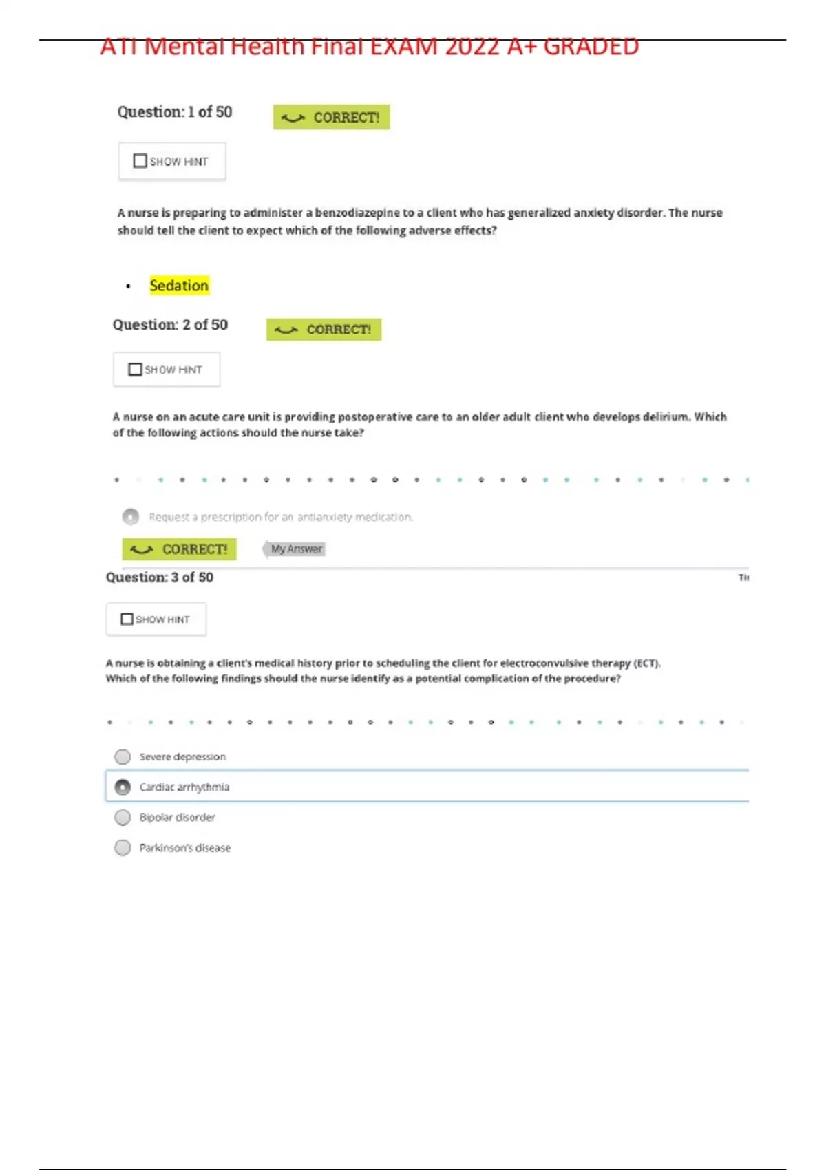 ATI Mental Health Final Exam - ATI - Stuvia US