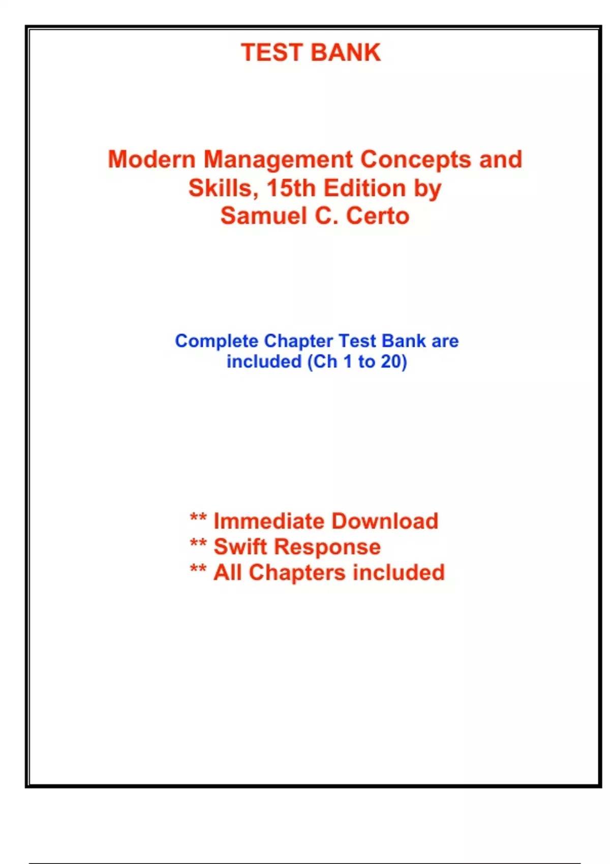 Test Bank for Modern Management Concepts and Skills, 15th Edition by ...