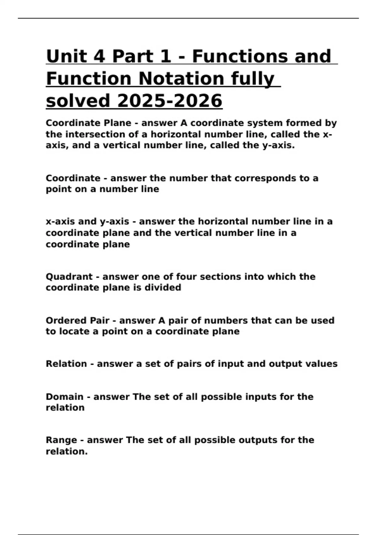 Unit 4 Part 1 Functions And Function Notation Fully Solved Domain Range Functions