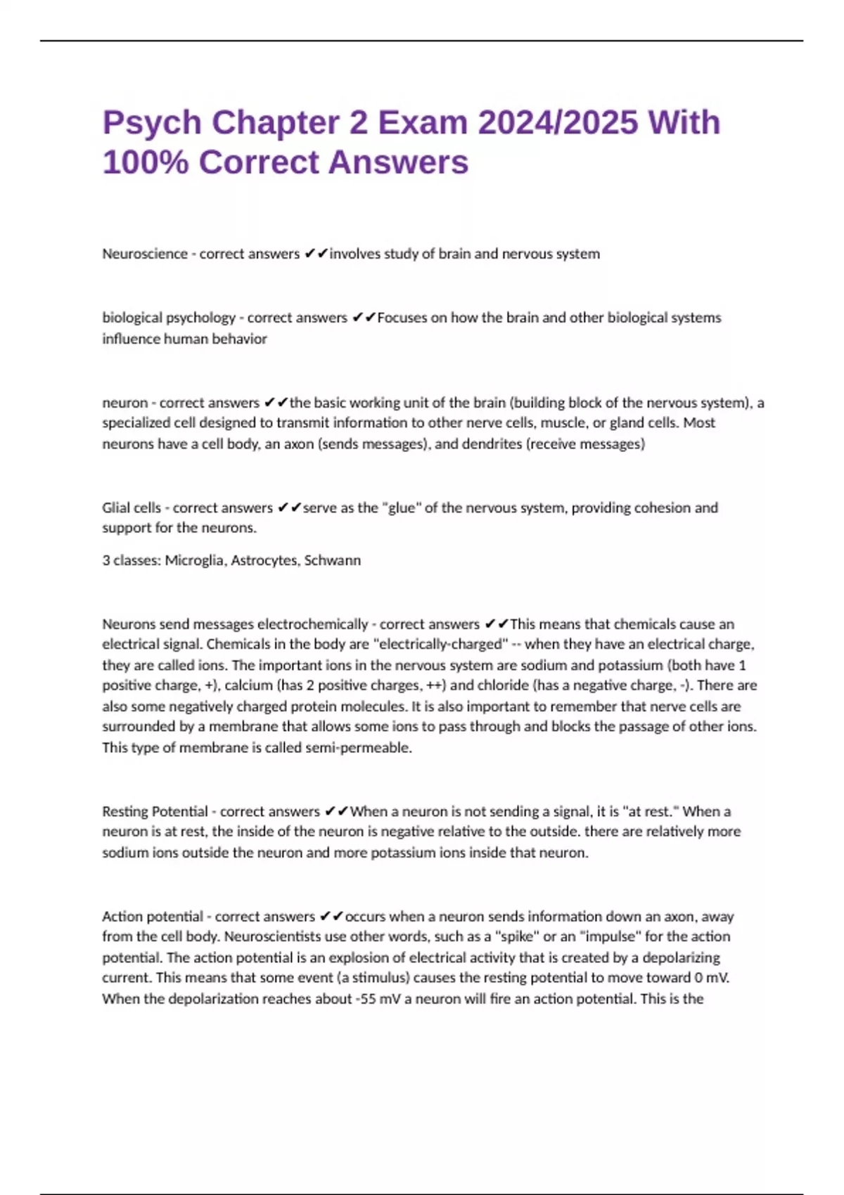 Psych Chapter 2 Exam 2024/2025 With 100% Correct Answers - Psych ...