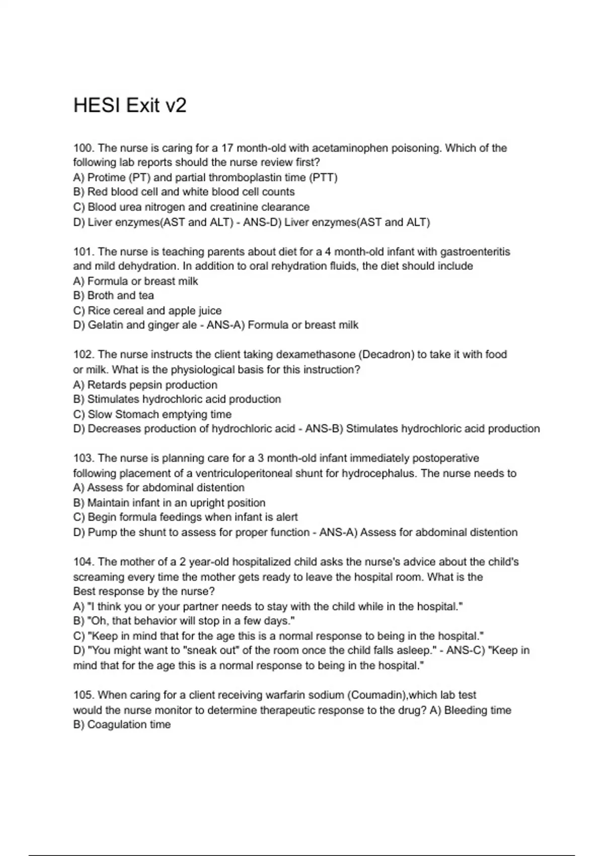 HESI Exit v2 (Latest 2025/ 2026 Update) Questions and Verified Answers ...