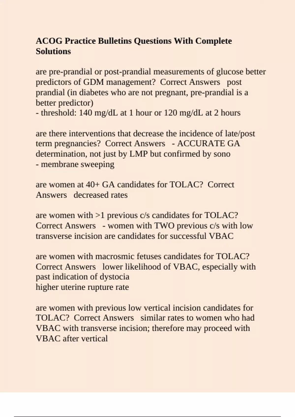 ACOG Practice Bulletins Questions With Complete Solutions - ACOG ...