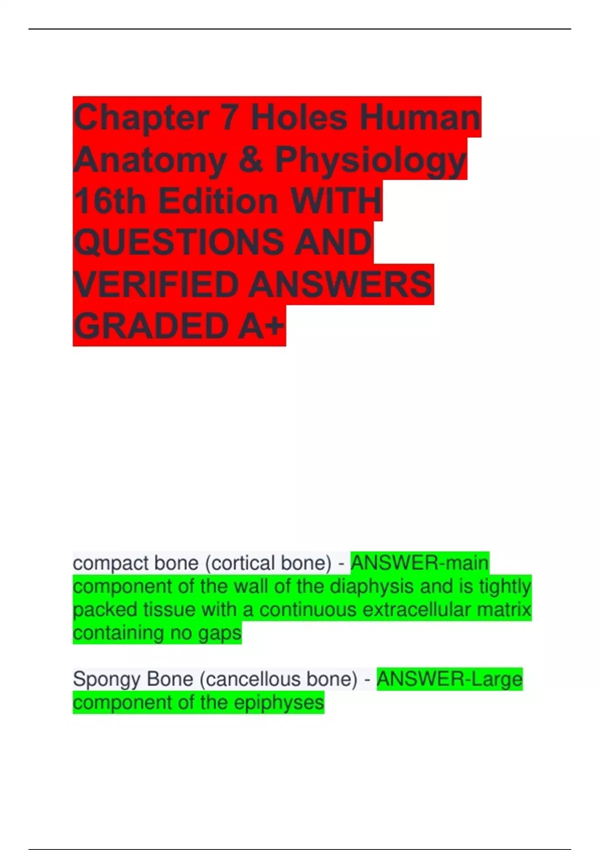 Chapter 7 Holes Human Anatomy - Chapter 7 Holes Human Anatomy - Stuvia US