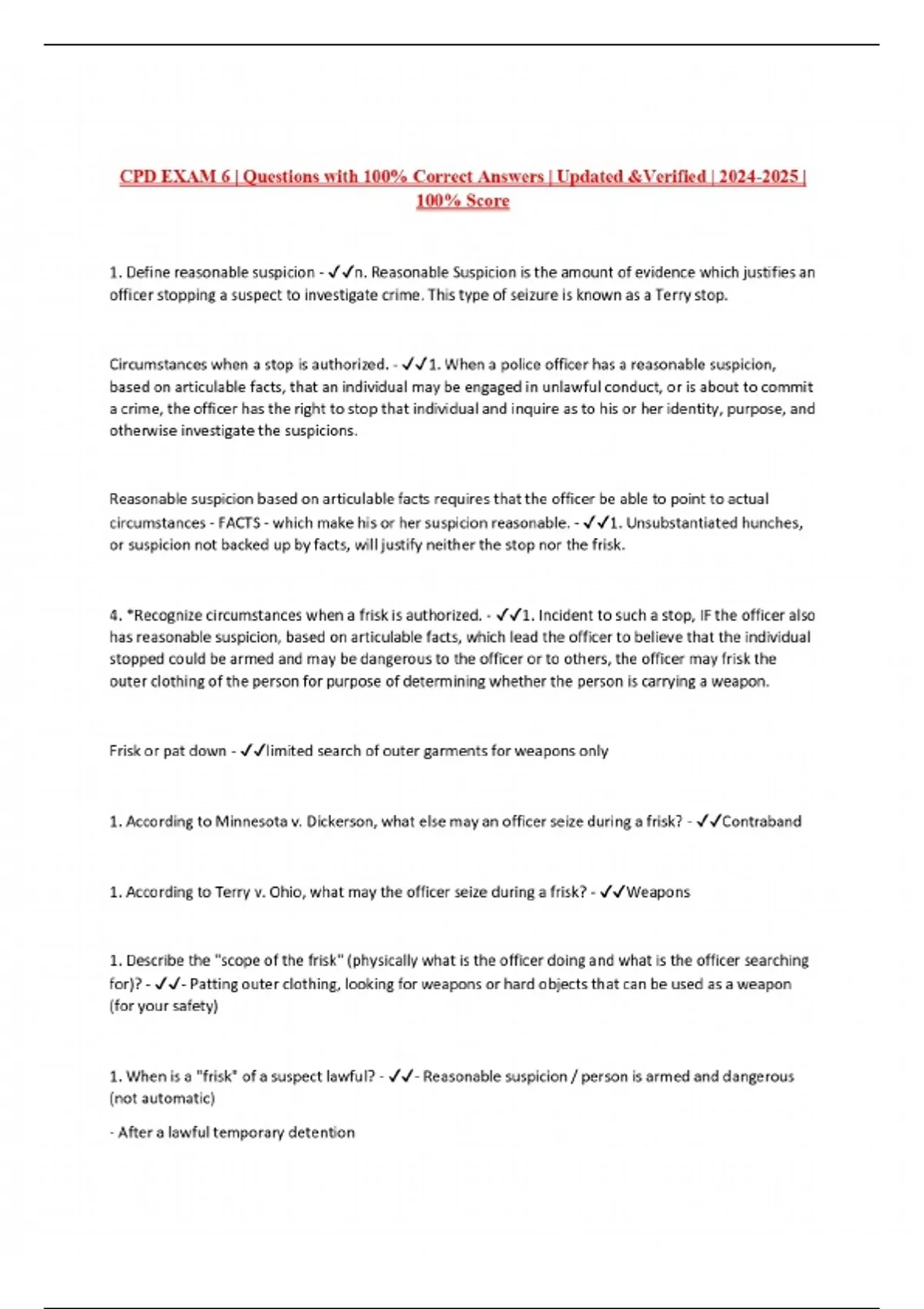 CPD EXAM 6 | Questions with 100% Correct Answers | Updated &Verified ...