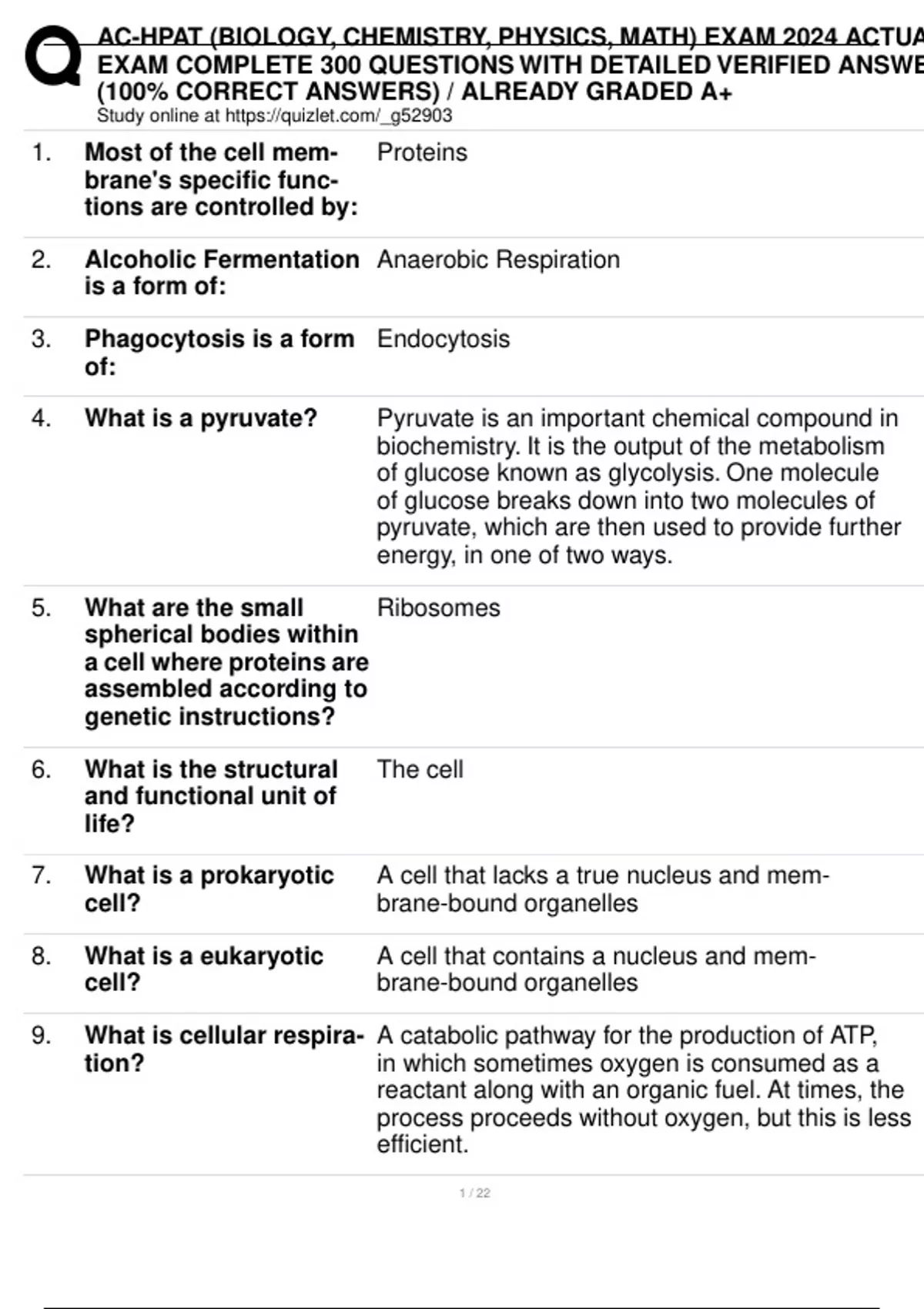 AC-HPAT (BIOLOGY, CHEMISTRY, PHYSICS, MATH) EXAM 2024 ACTUAL EXAM ...