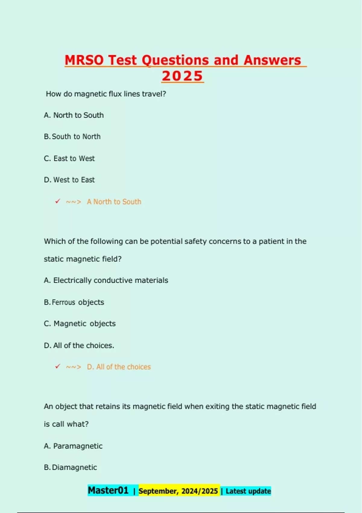 MRSO Test Questions and Answers 2025 - MRSO - Stuvia US