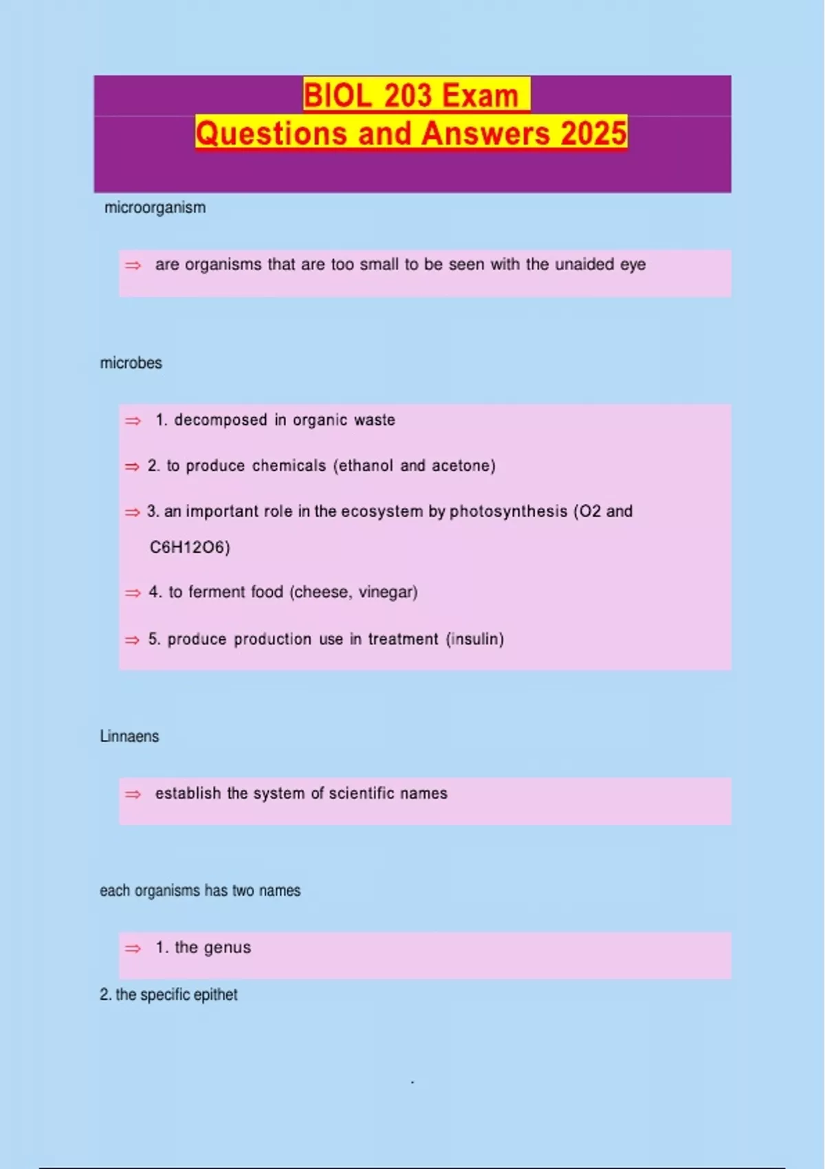 BIOL 203 Exam Questions and Answers 2025 - BIOL 203 - Stuvia US